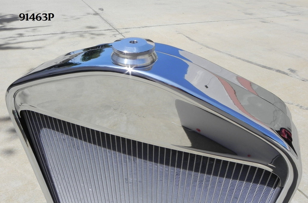 91460C Model T Radiator Neck, Bolt-on, Chrome, Aluminum Top, Smooth ...